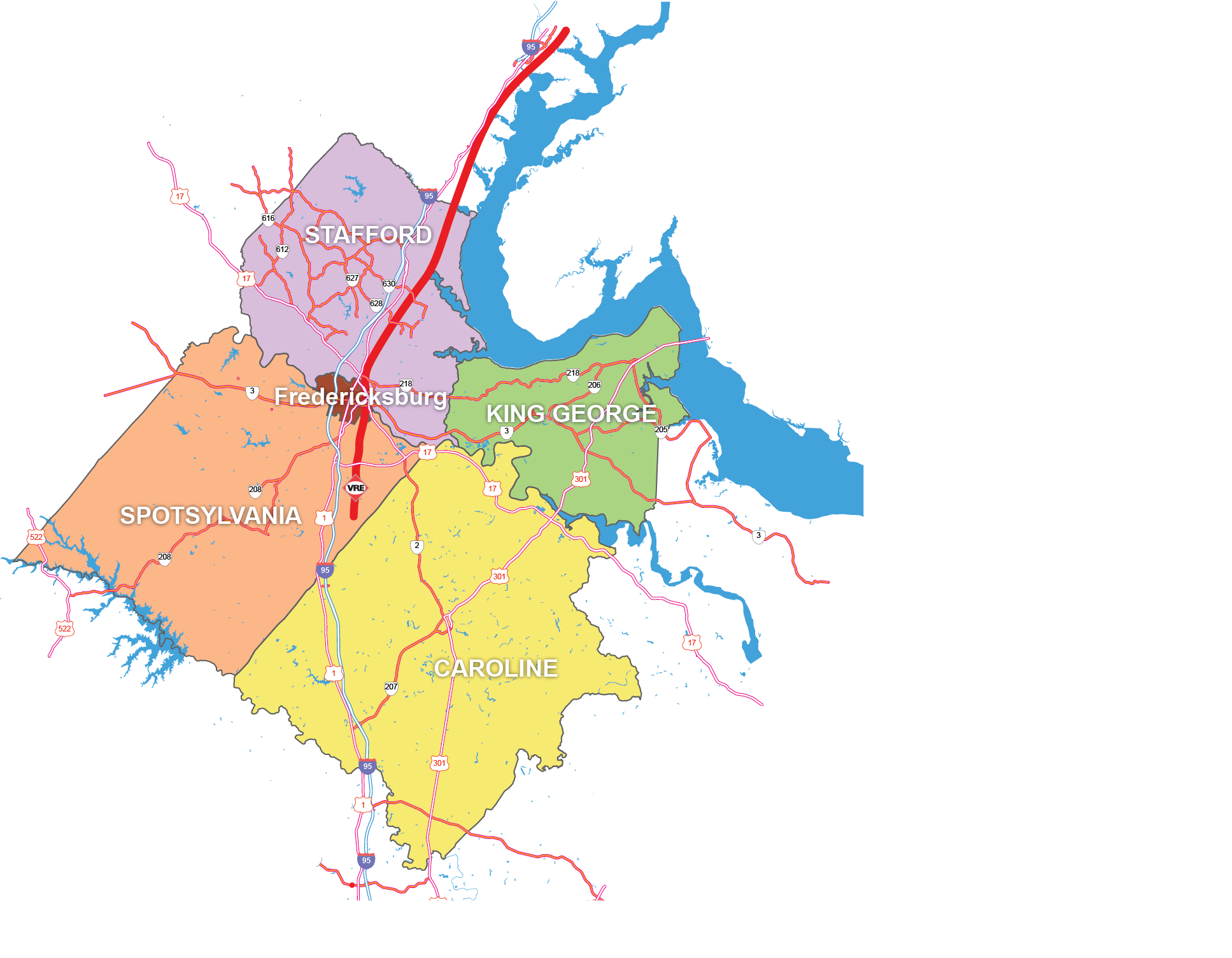 Fredericksburg Va County Map